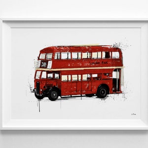 London Red Bus Print UK Double Decker Bus Poster Transport Themed Art ...
