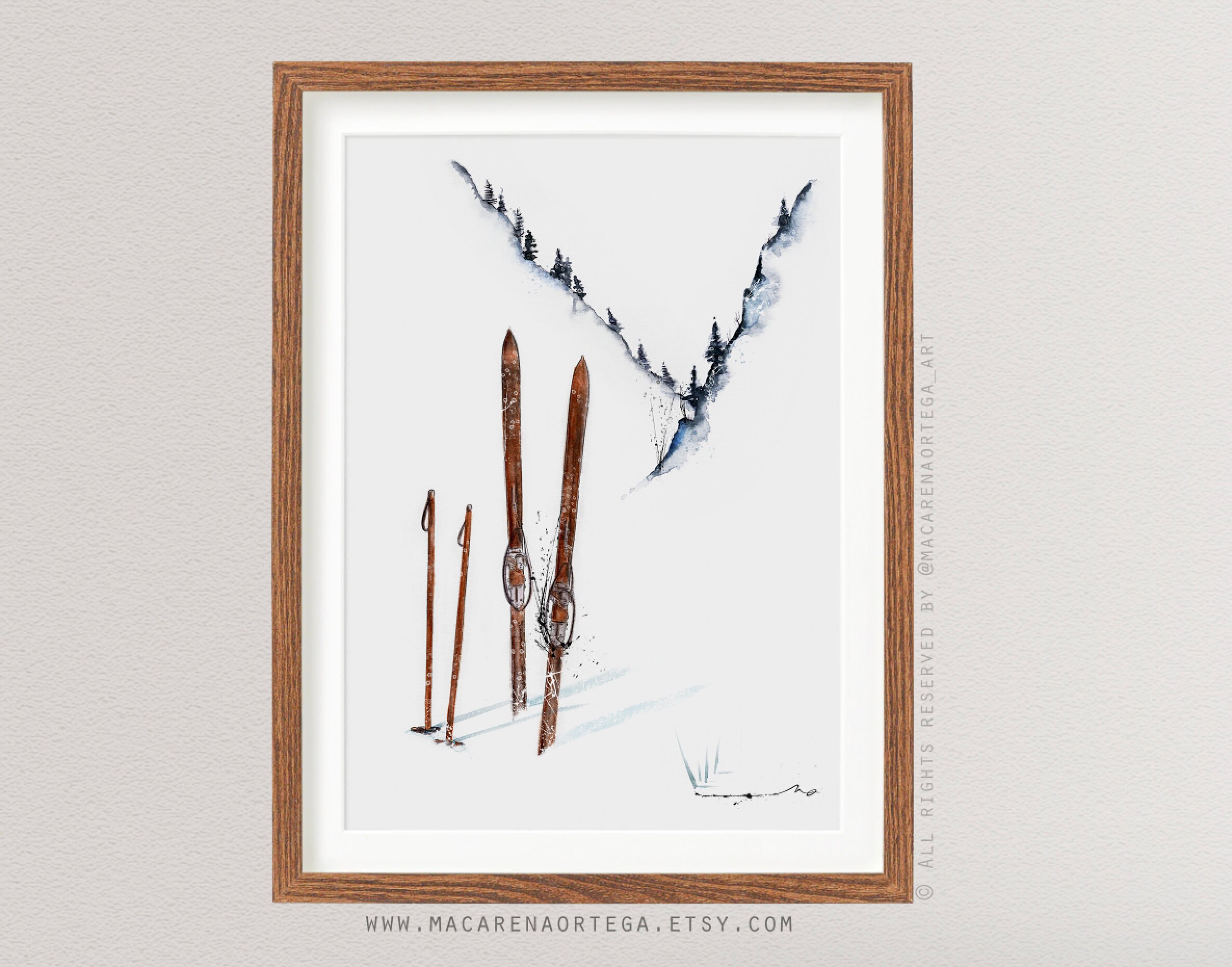 Vintage SKIING ART SET of 3 Prints 1 of Them for Free - Etsy
