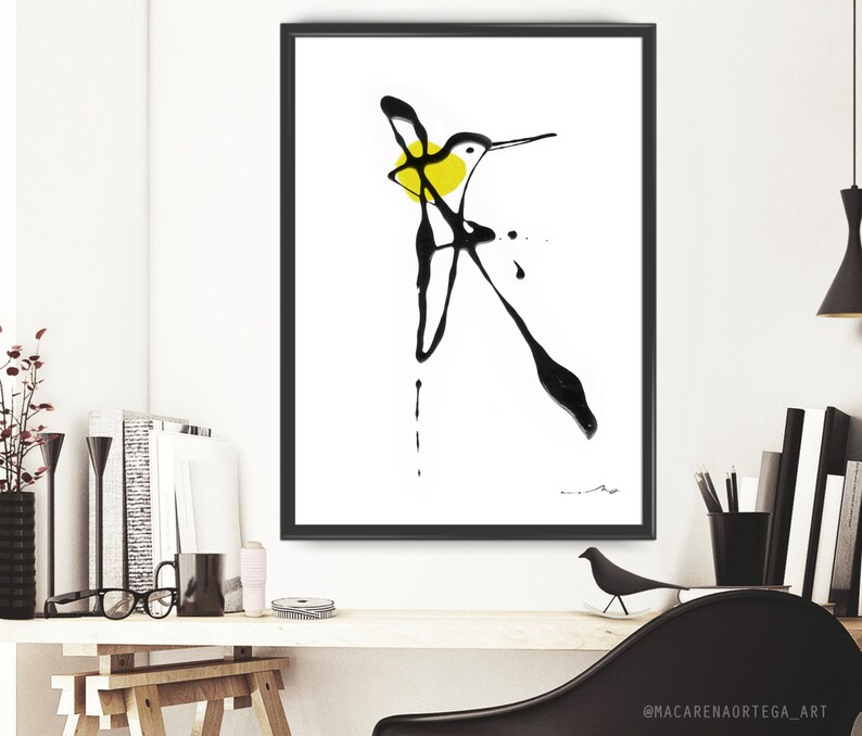 Hummingbird Abstract Art Minimalist Painting Hummingbird Art | Etsy