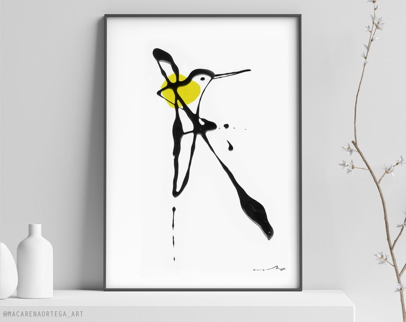 Hummingbird Abstract Art Minimalist Painting Hummingbird Art | Etsy