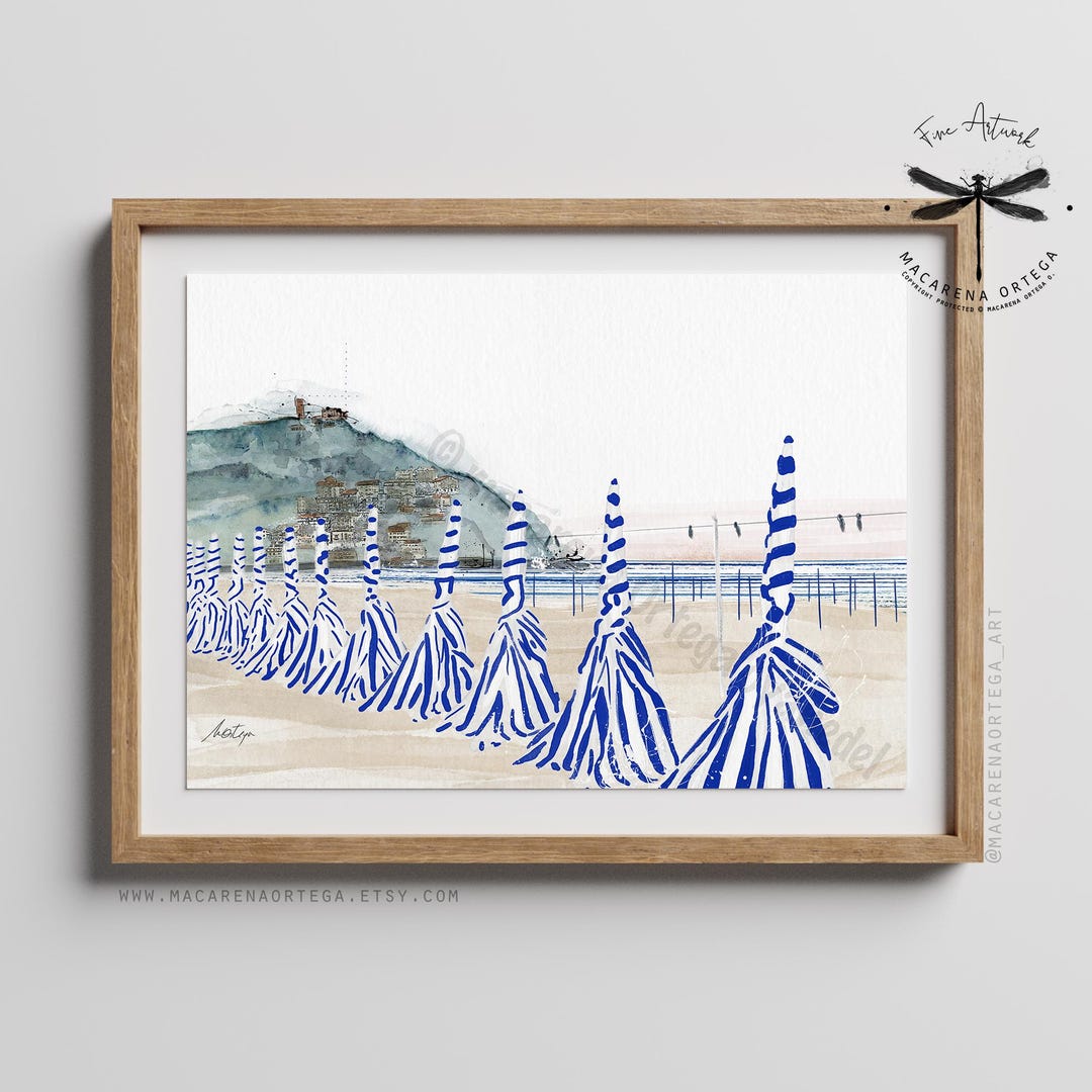 N119 | Ondarreta Beach Watercolor Art Print | San Sebastián Donostia ...