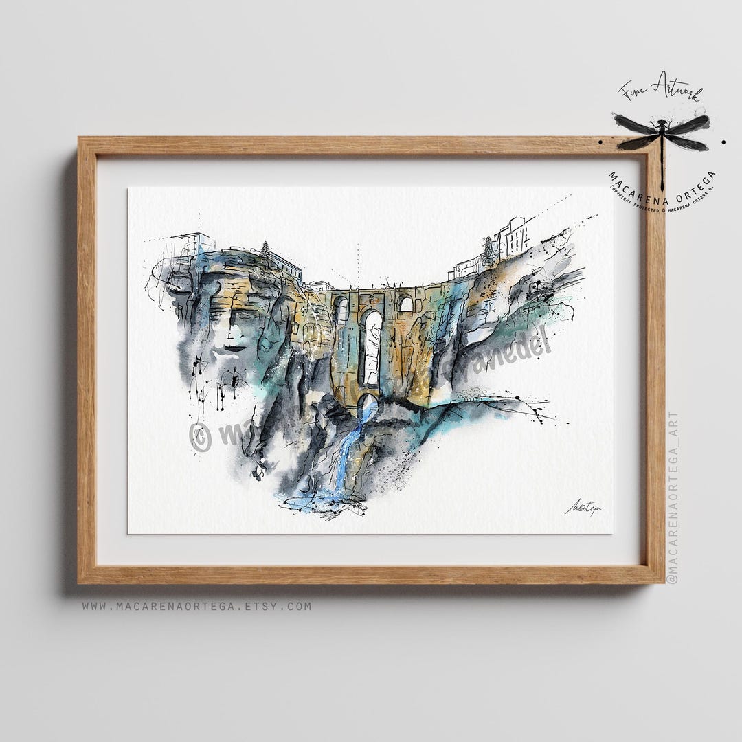 Puente Nuevo, Ronda Watercolor Art Print | Andalusia Travel Poster ...