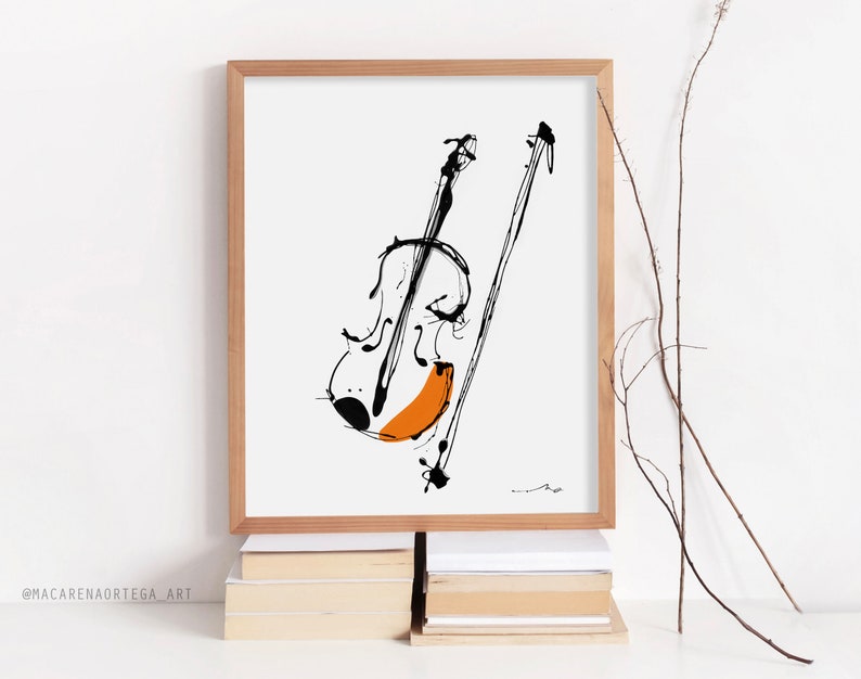Violin painting Violin Art Print Abstract Minimalist Violin | Etsy