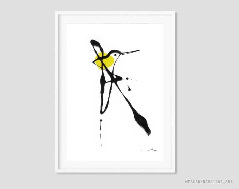 Hummingbird Abstract Art Minimalist Painting Hummingbird Art | Etsy