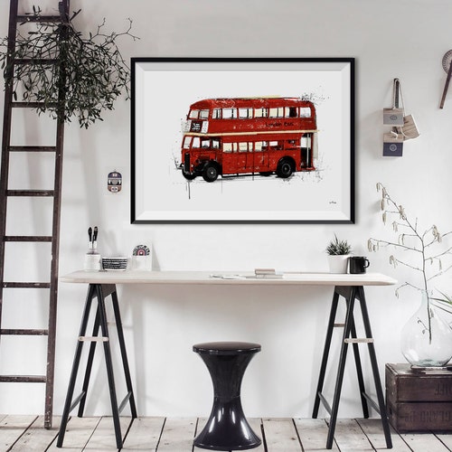 Double Decker Bus Print Printable Vintage Bus Wall Art - Etsy