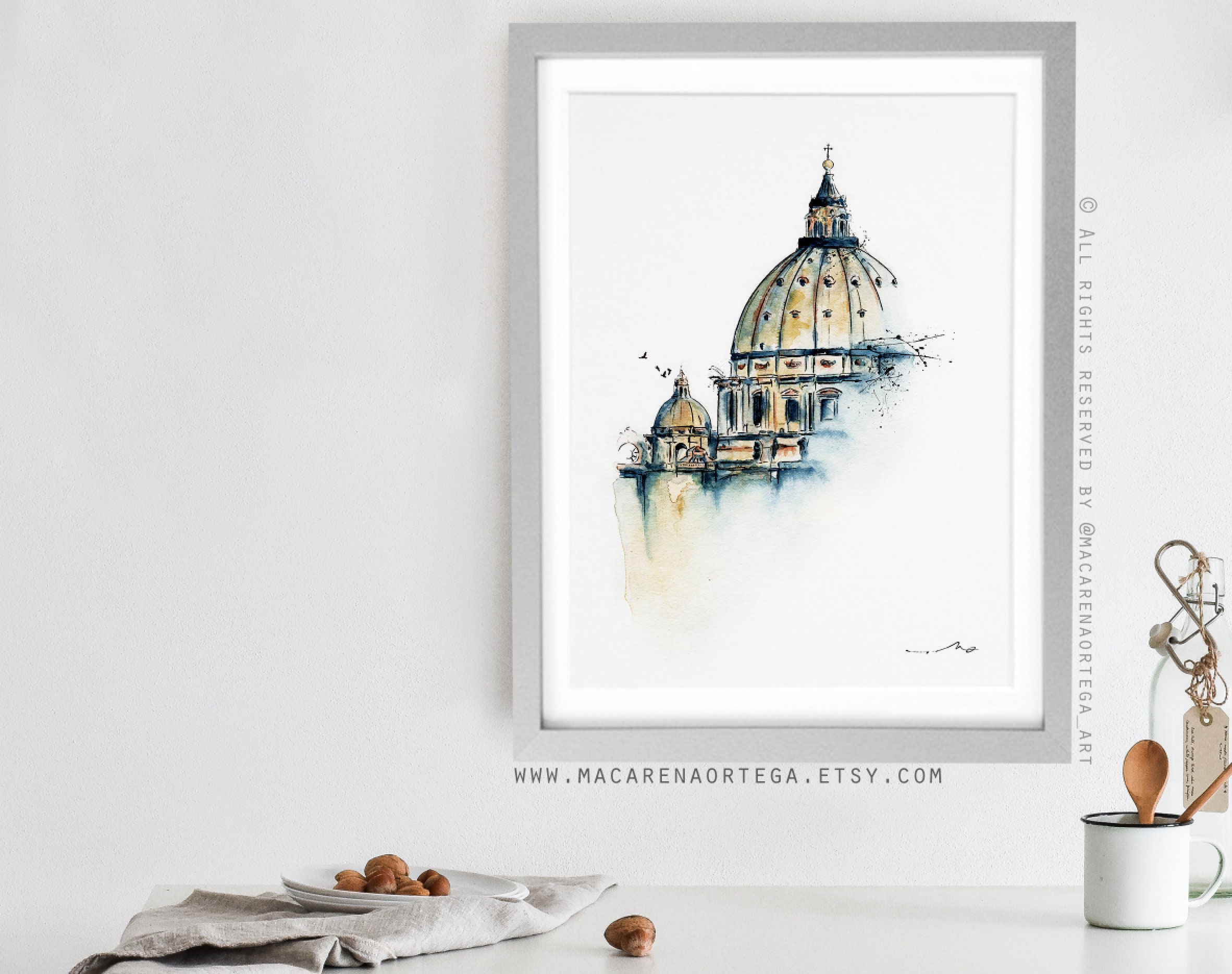 Dome of Saint Peter's Basilica Painting Vatican Italy Painting Duomo ...