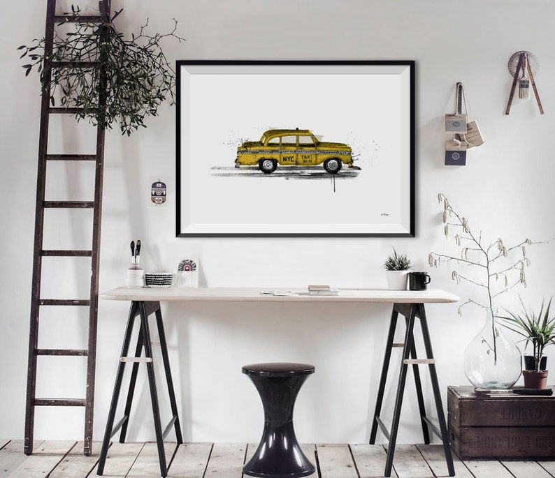 New York Taxi Cab Print Poster Collage New York Gift Yellow - Etsy