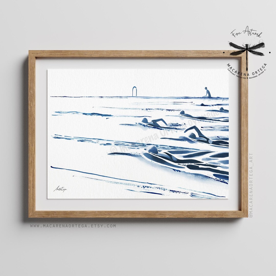 Women Swimming Pool Watercolor Art | Swimmers Wall Poster | Gym Artwork ...