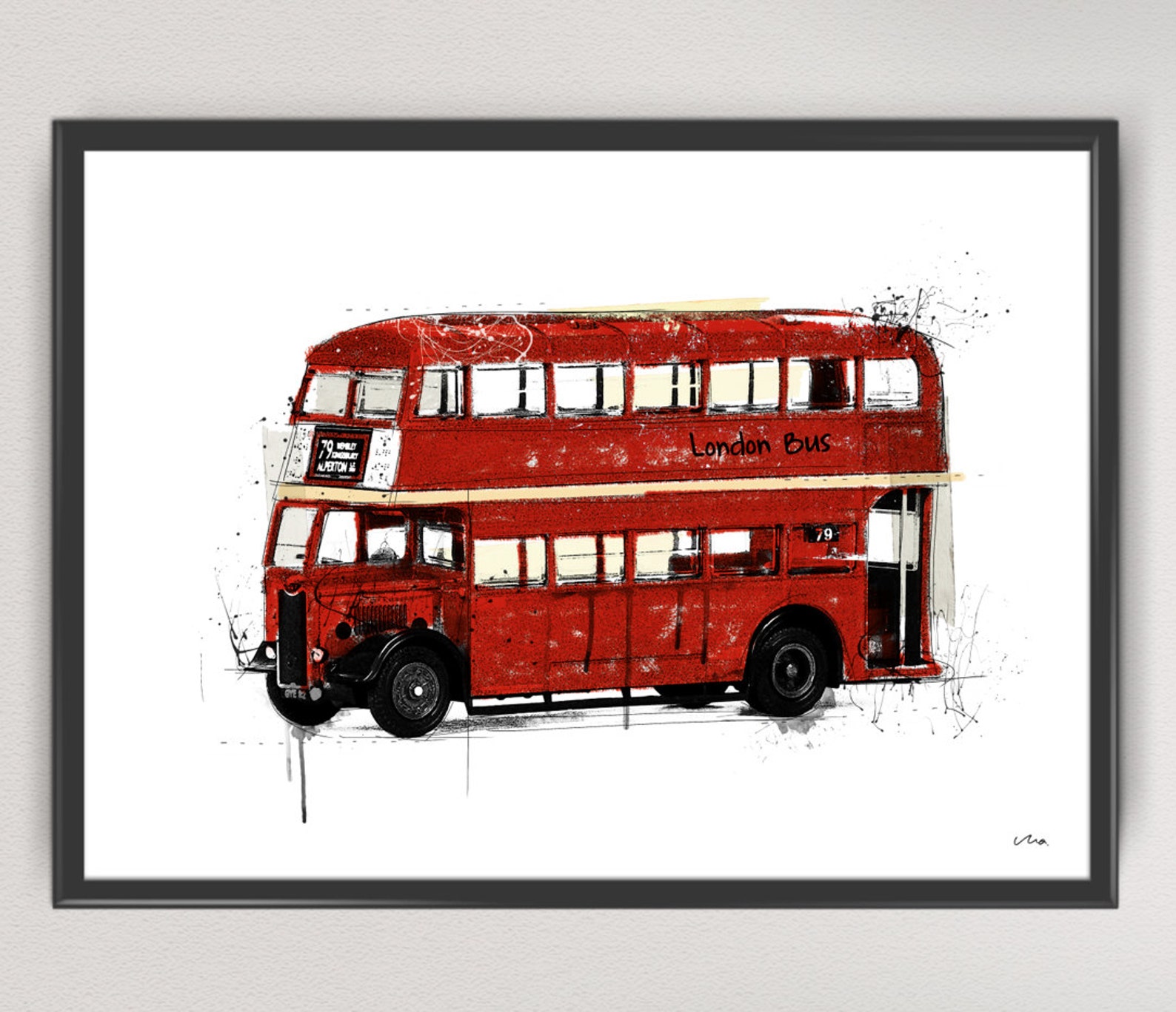 London Red Bus Print UK Double Decker Bus Poster Transport | Etsy