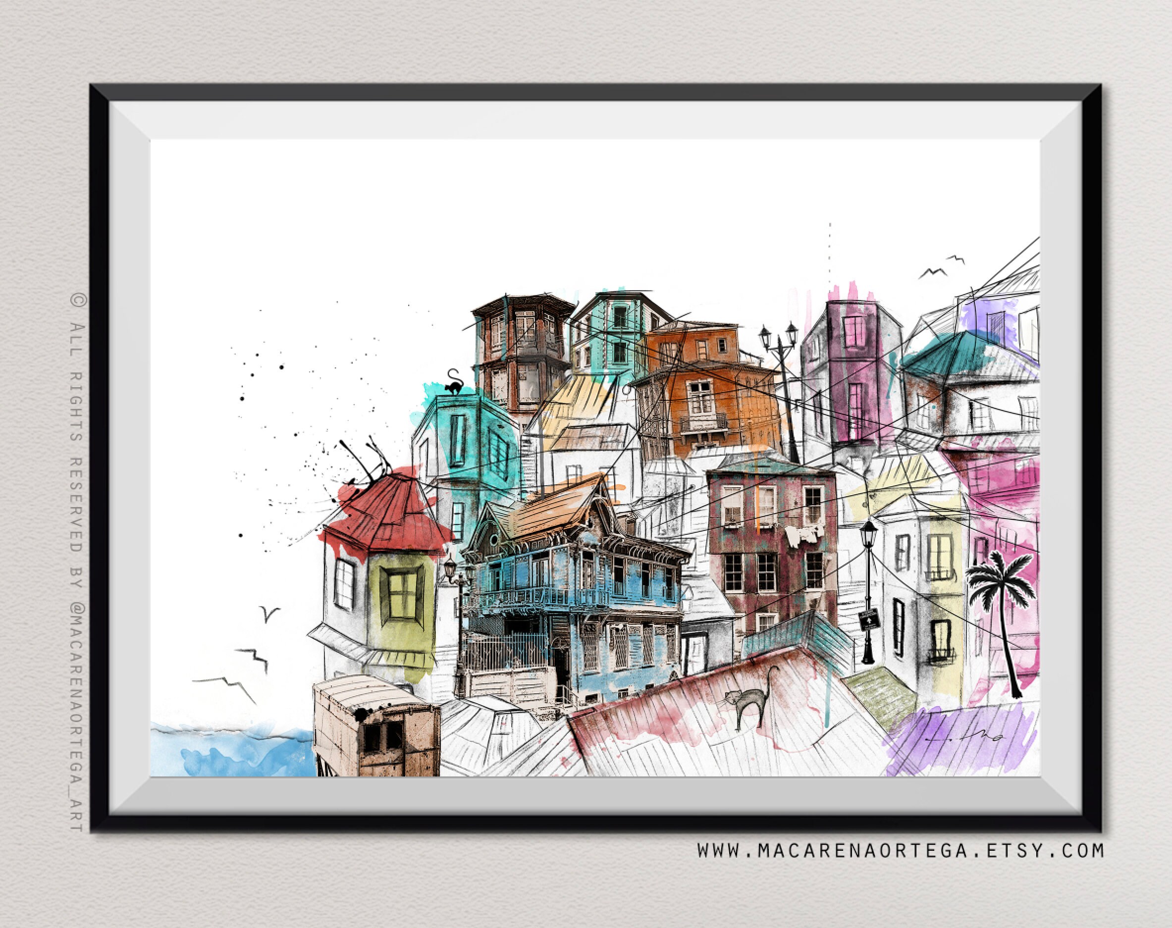 Valparaiso Chile Art Print Painting Sudamerica Art Print - Etsy Sweden