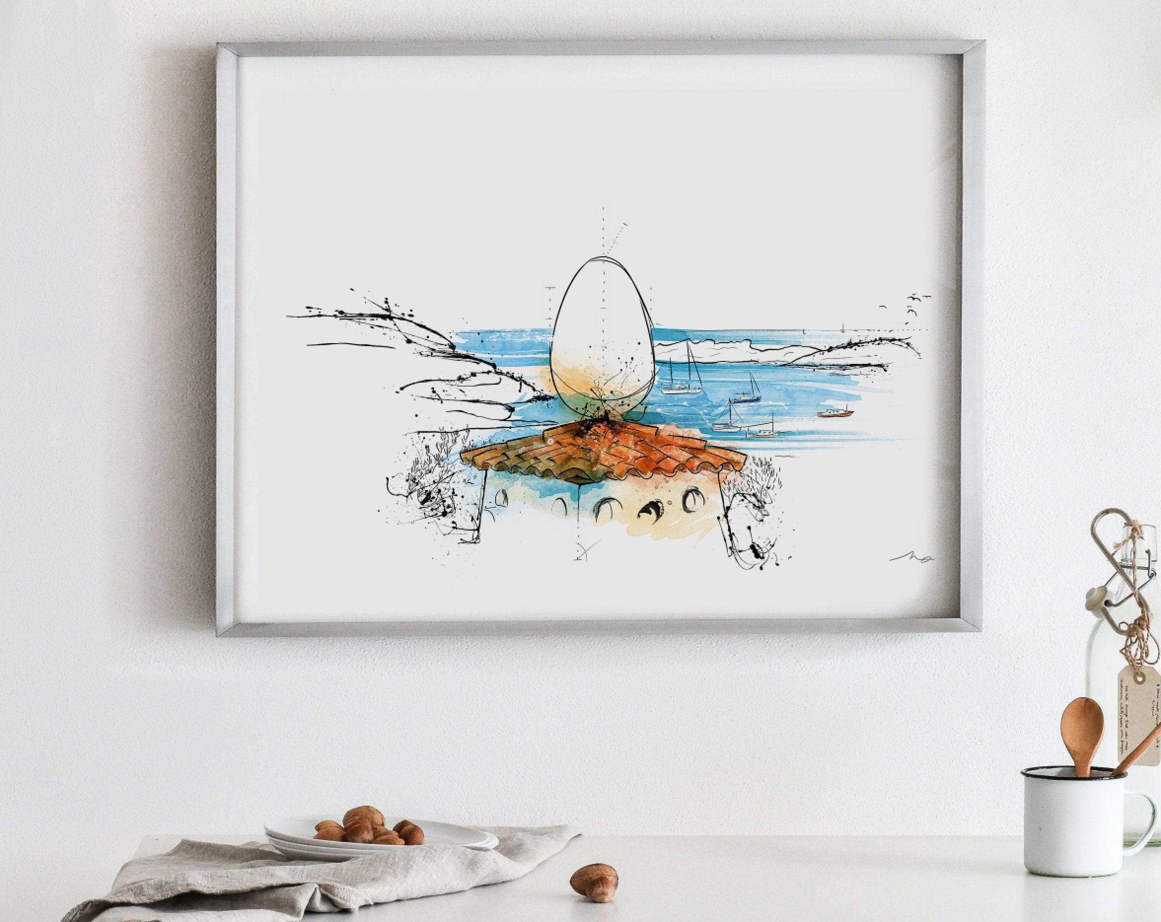 N174 | Salvador Dalí House Art Print | Cadaqués Sketch, Portlligat ...