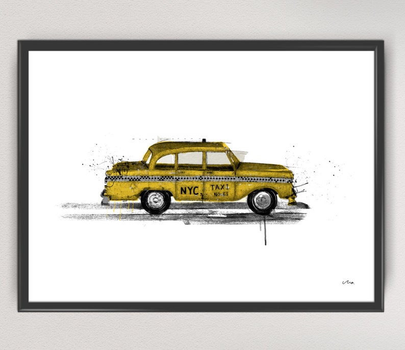 New York Taxi Cab Print Poster Collage New York Gift Yellow - Etsy