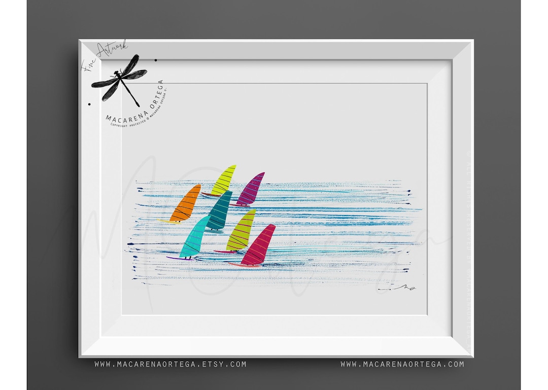 Windsurf Watercolor 124 Art Windsurfer Poster Water Sports Artwork ...