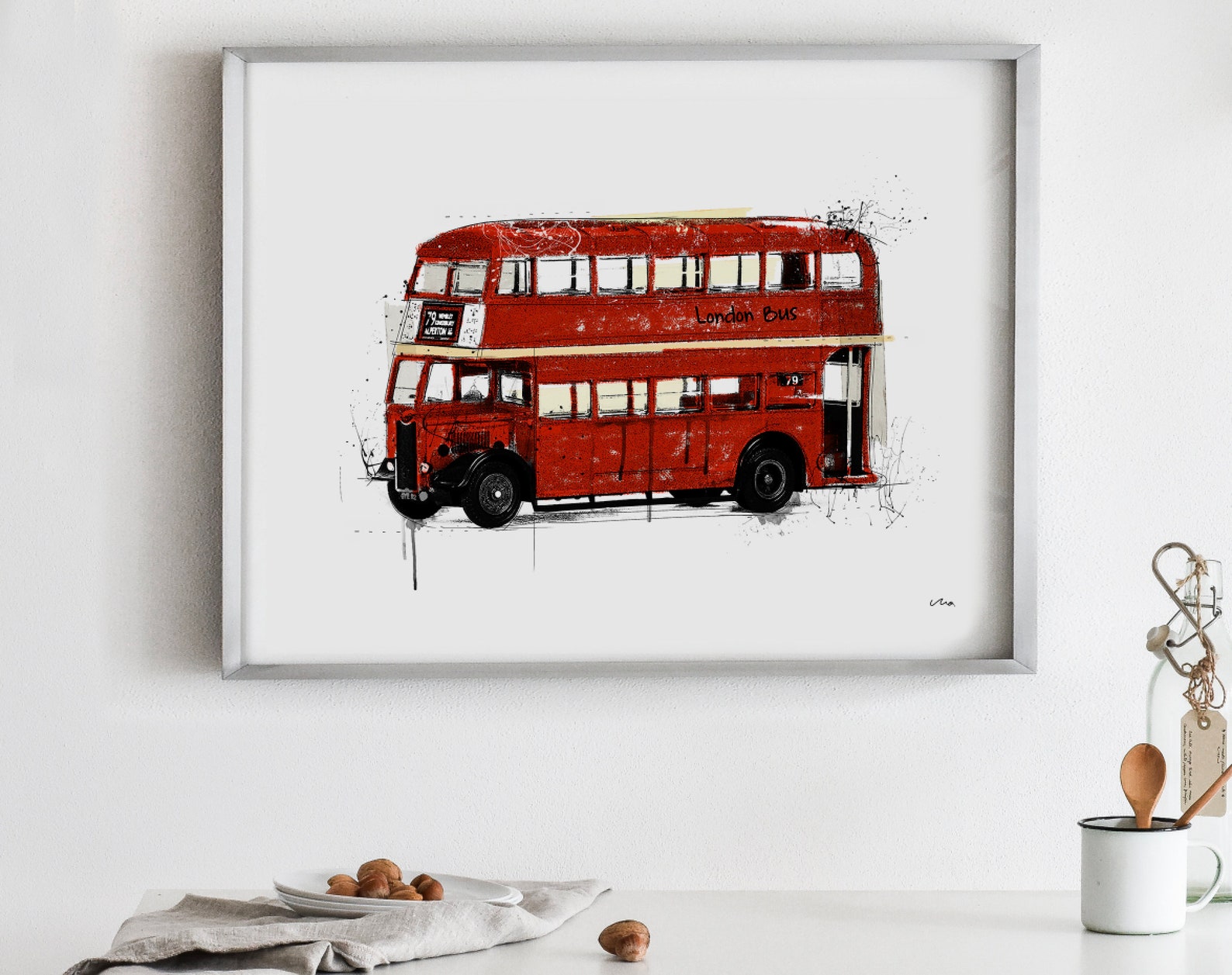 London Red Bus Print UK Double Decker Bus Poster Transport | Etsy