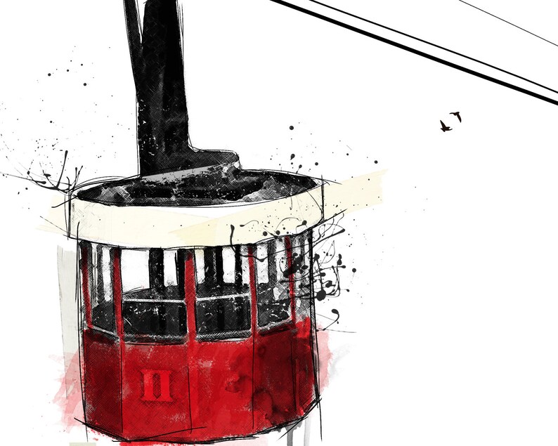 Cableway of Barcelona Cable Car Art Print Painting Teleferic - Etsy