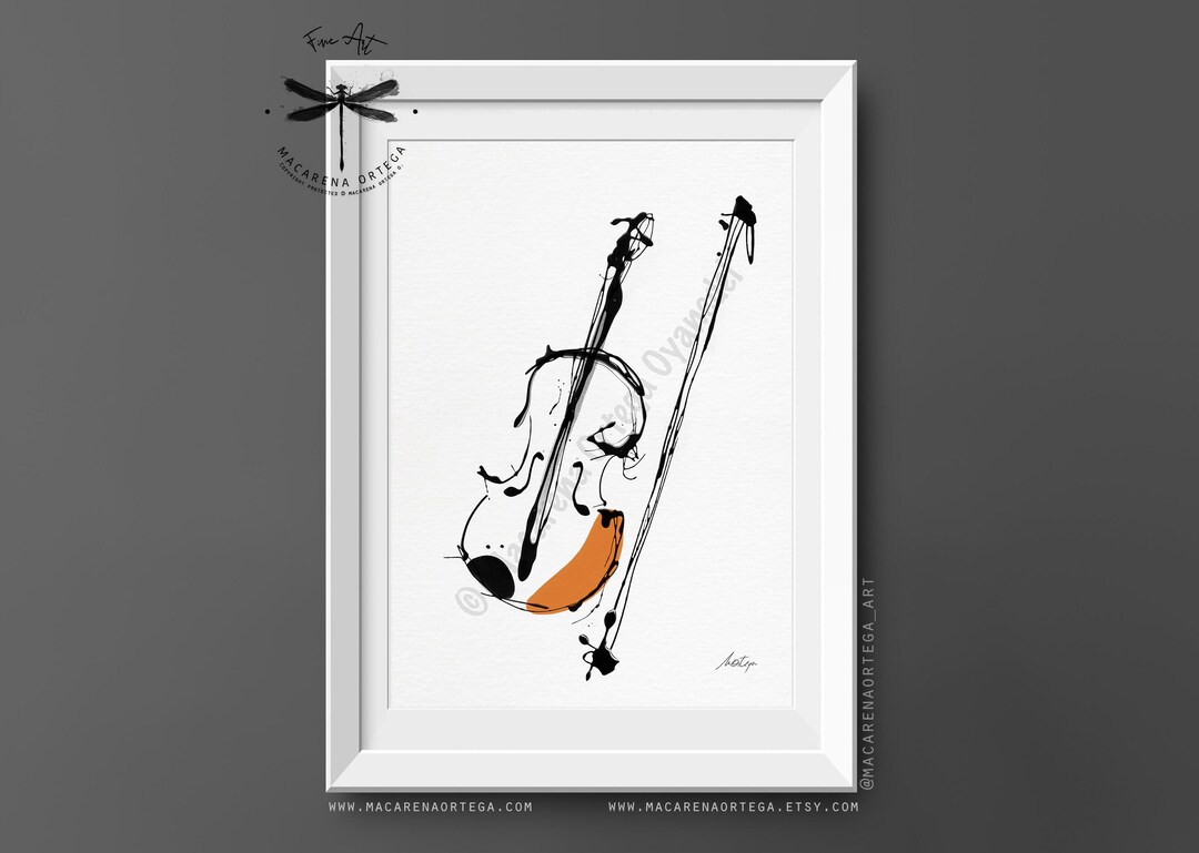 Violin Abstract Art Print | Minimalist Modern Fine Art, Surreal Music ...