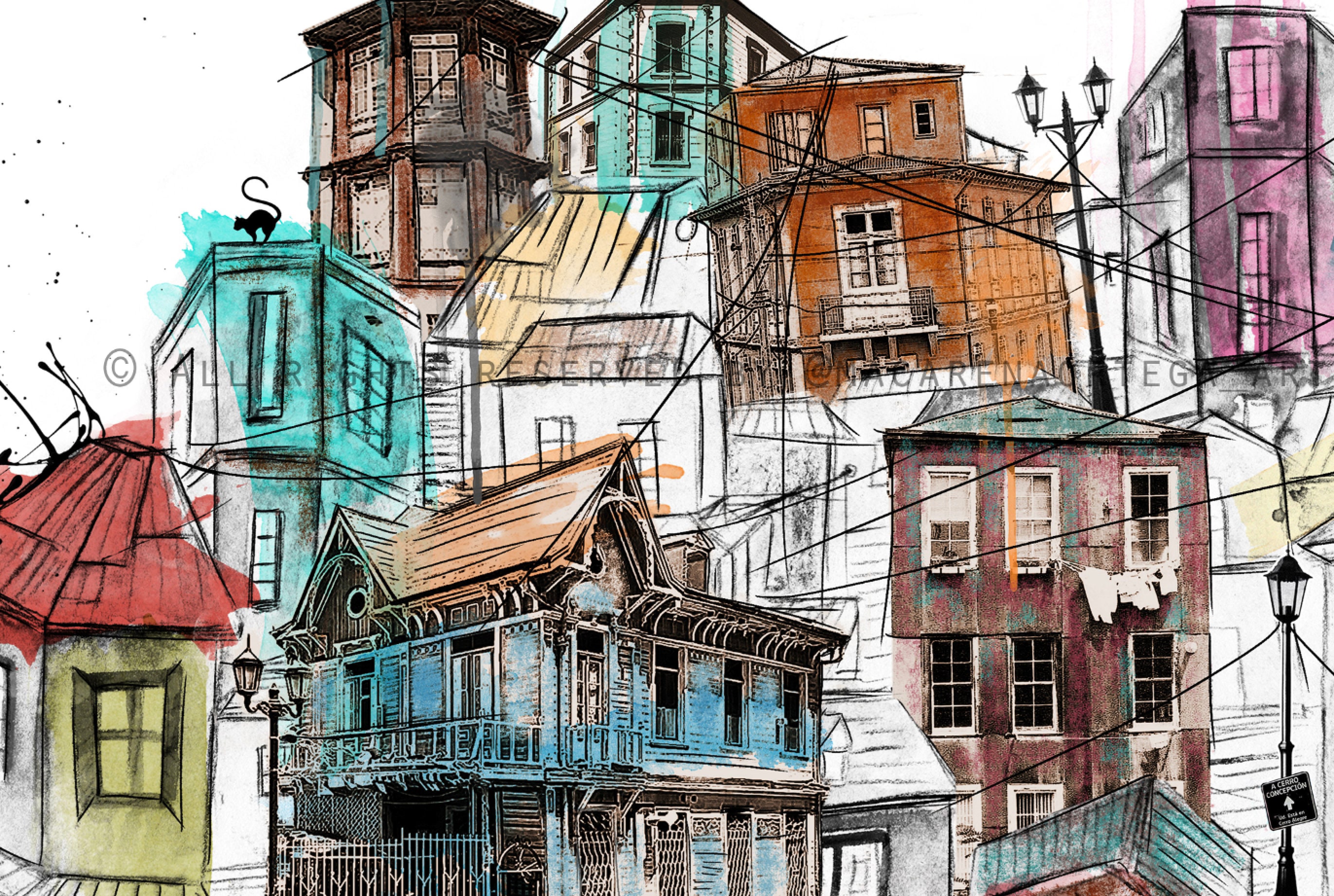 Valparaiso Chile Art Print Painting Sudamerica Art Print - Etsy Sweden