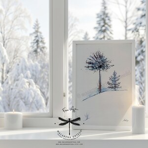 Araucaria Tree Watercolor Art Print Chile Lonquimay Landscape | Winter ...