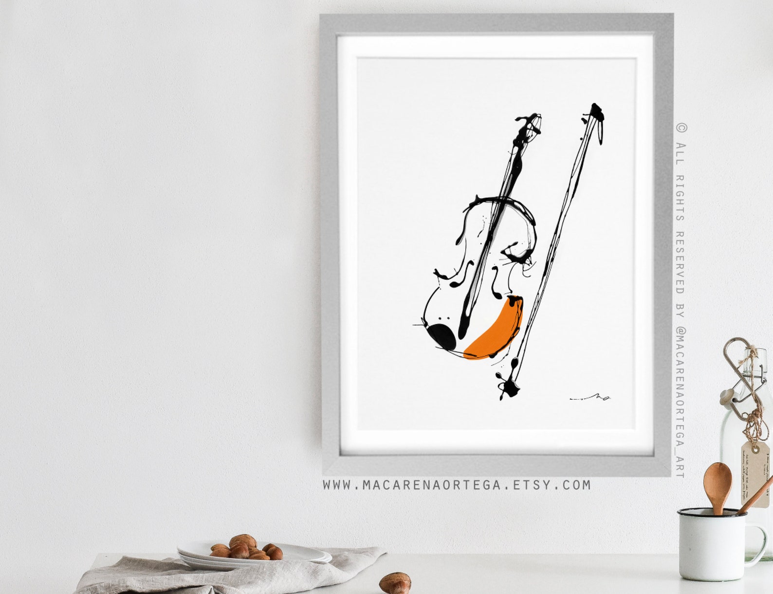 Violin Painting Violin Art Print Abstract Minimalist Violin | Etsy
