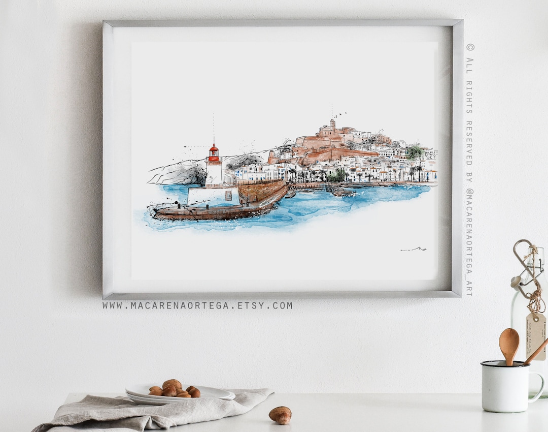 Ibiza Painting Baleares Art Prints Ibiza Spain Island Sketching Ibiza ...