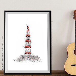 Castellers Art Print Barcelona Catalonia Tradition A Castell - Etsy