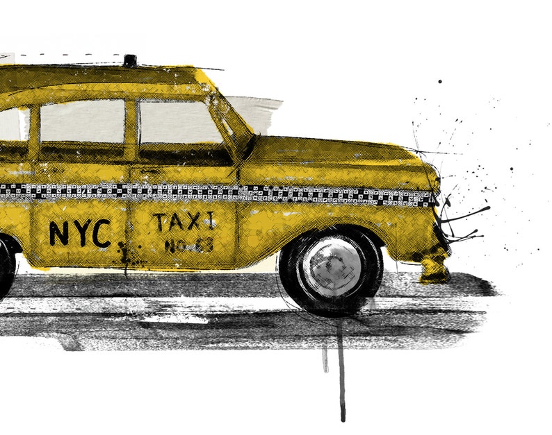 New York Taxi Cab Print Poster Collage New York Gift Yellow - Etsy