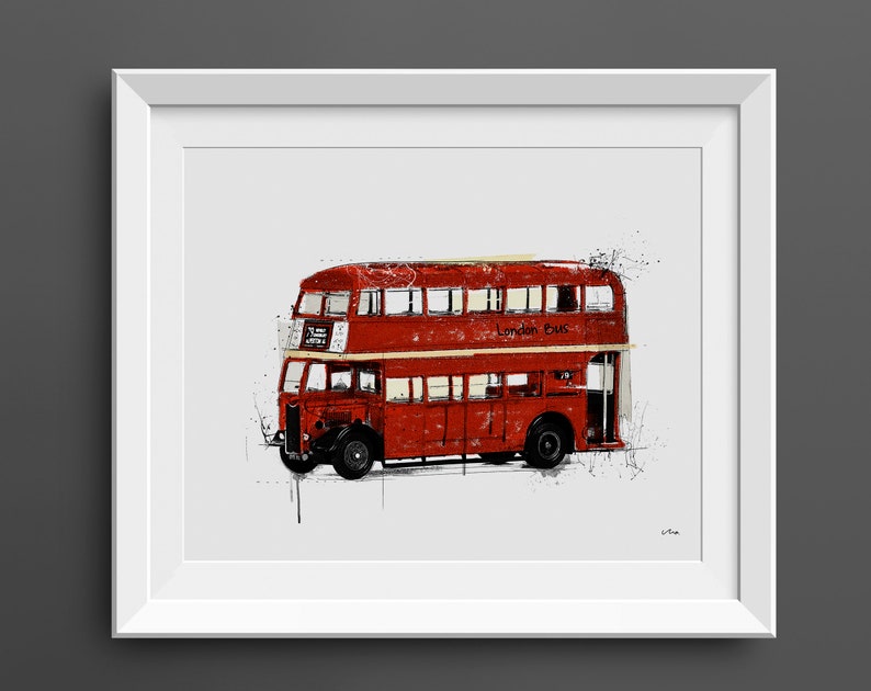 London Red Bus Print UK Double Decker Bus Poster Transport - Etsy