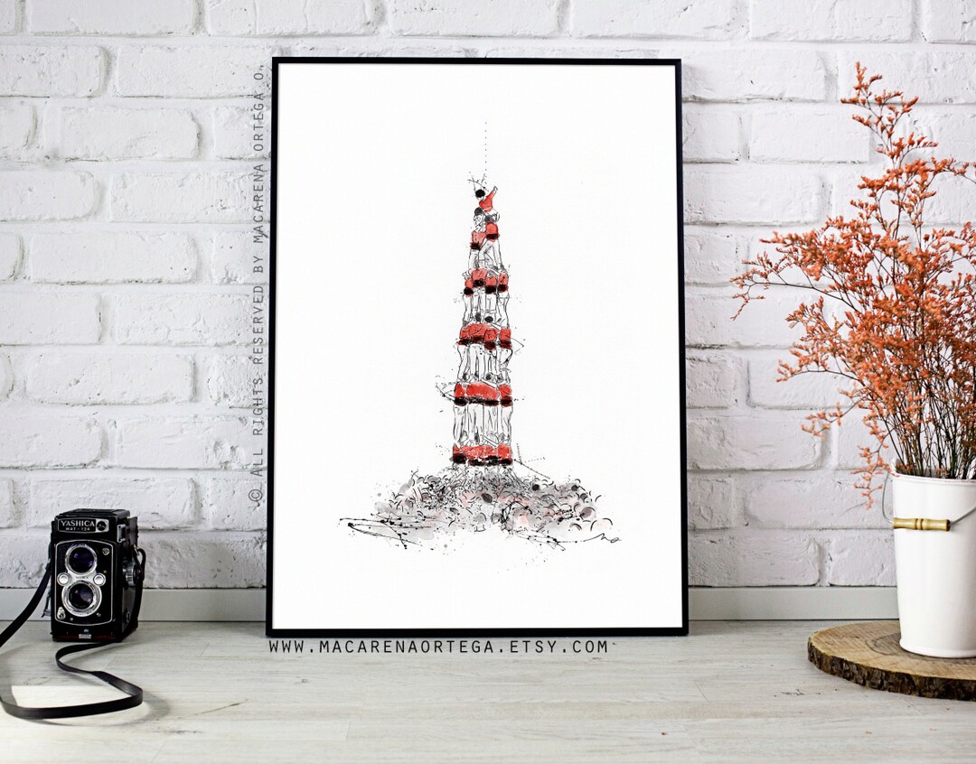 Castellers Art Print Barcelona Catalonia Tradition A Castell - Etsy