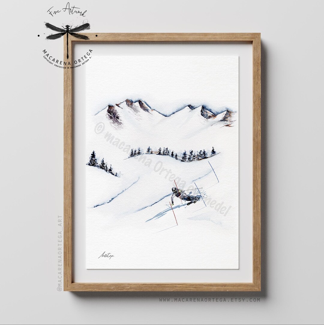 Professional Skier Watercolor Art Print | Ski Art Print | Ski ...