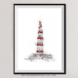 Castellers Art Print Barcelona Catalonia Tradition A Castell - Etsy