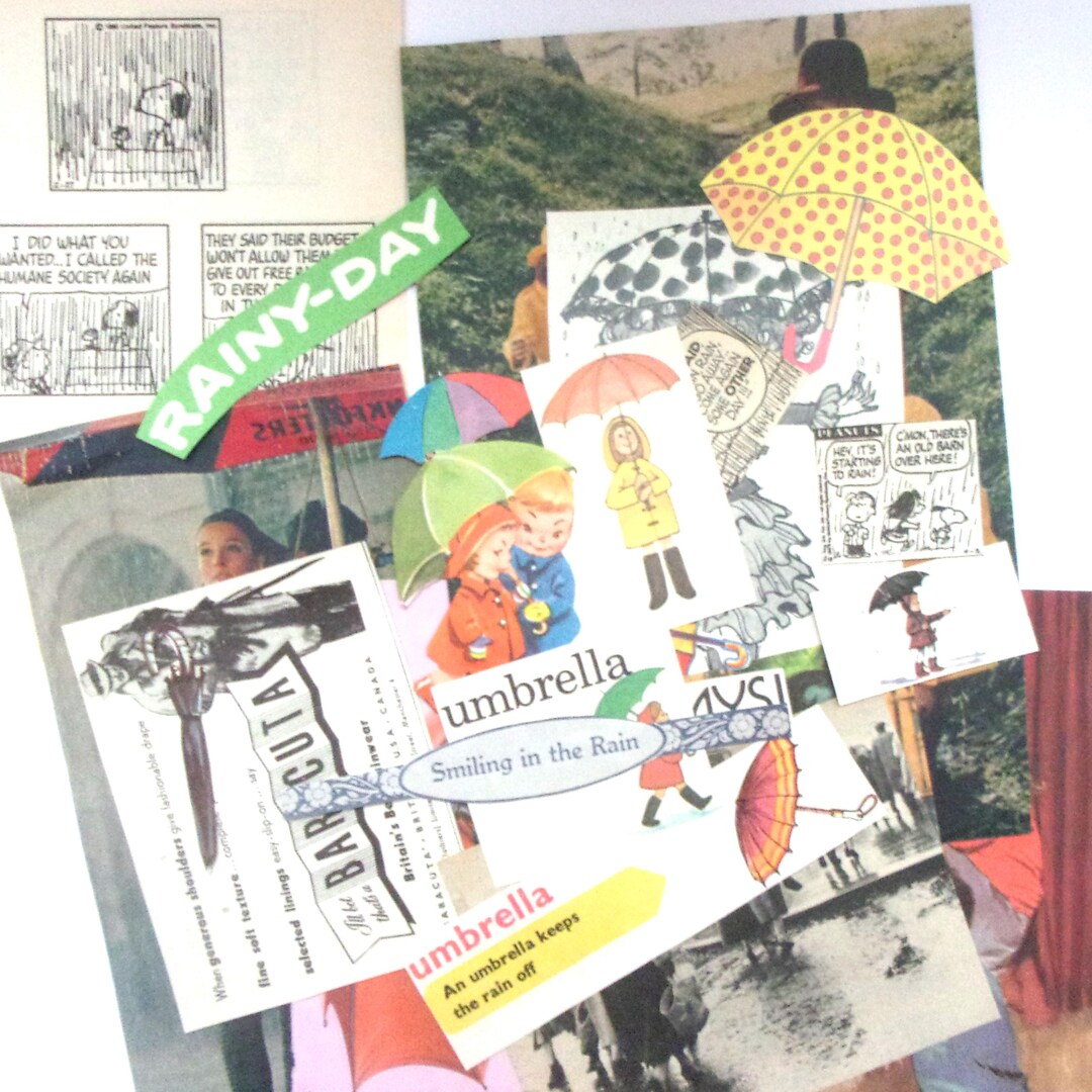 Rainy Day Themed Paper Craft Kit: 23 Vintage Paper Pieces Including Cut ...