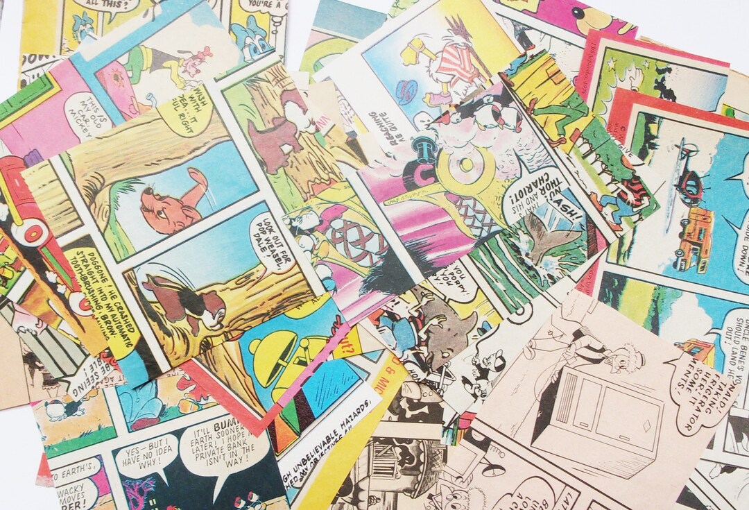 Disney Vintage Comic Book Paper Scrap Pack: 50 Assorted off Cut Pieces ...