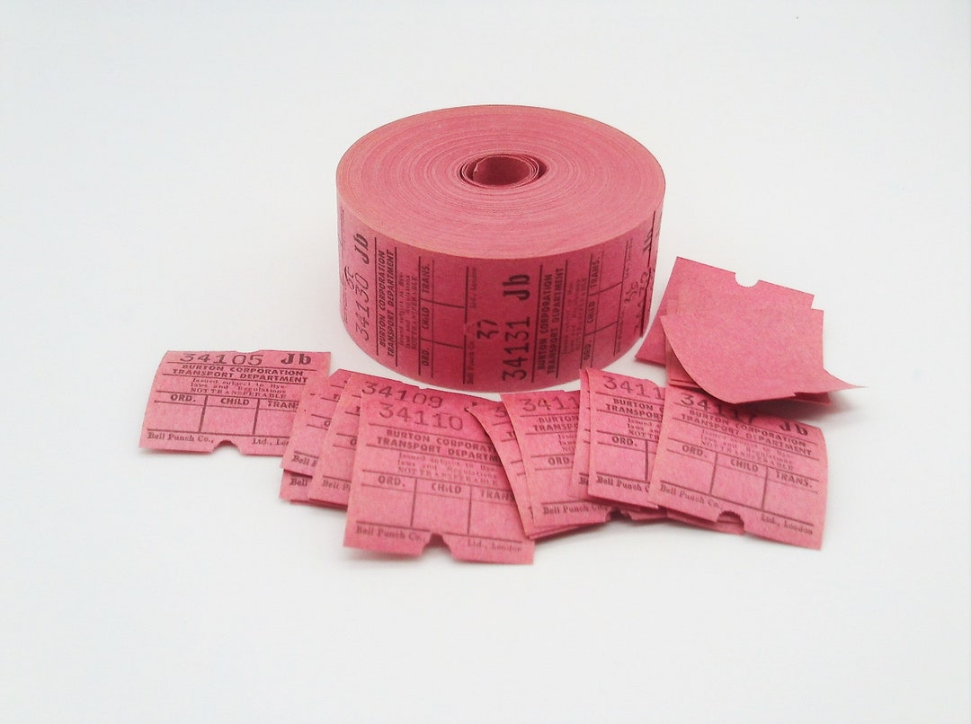 Vintage Pink Bus Tickets: Pack of 20 Unused Tickets From the UK. Paper ...