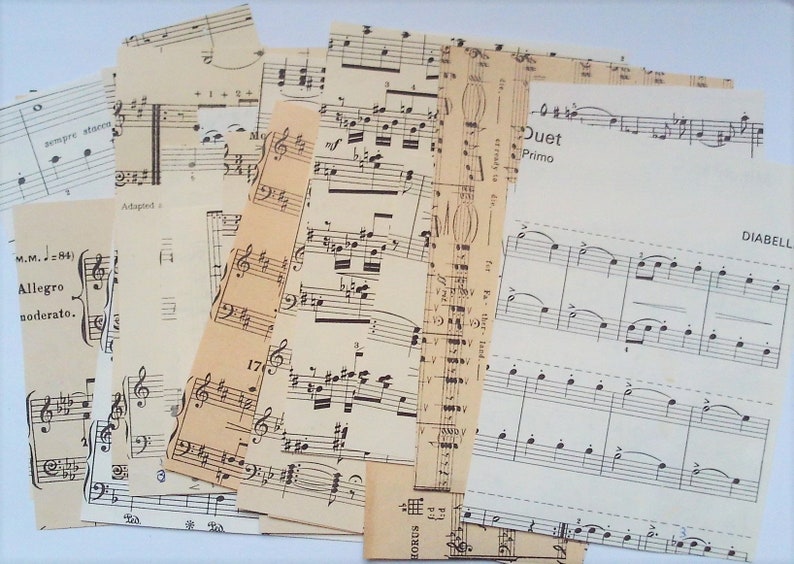Vintage Music Paper Scrap Pack. 40 Small Old Paper Pieces. | Etsy