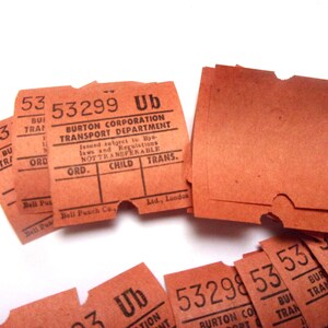 Vintage Unused Bus Tickets: Pack of 20 Orange Tickets From the UK ...