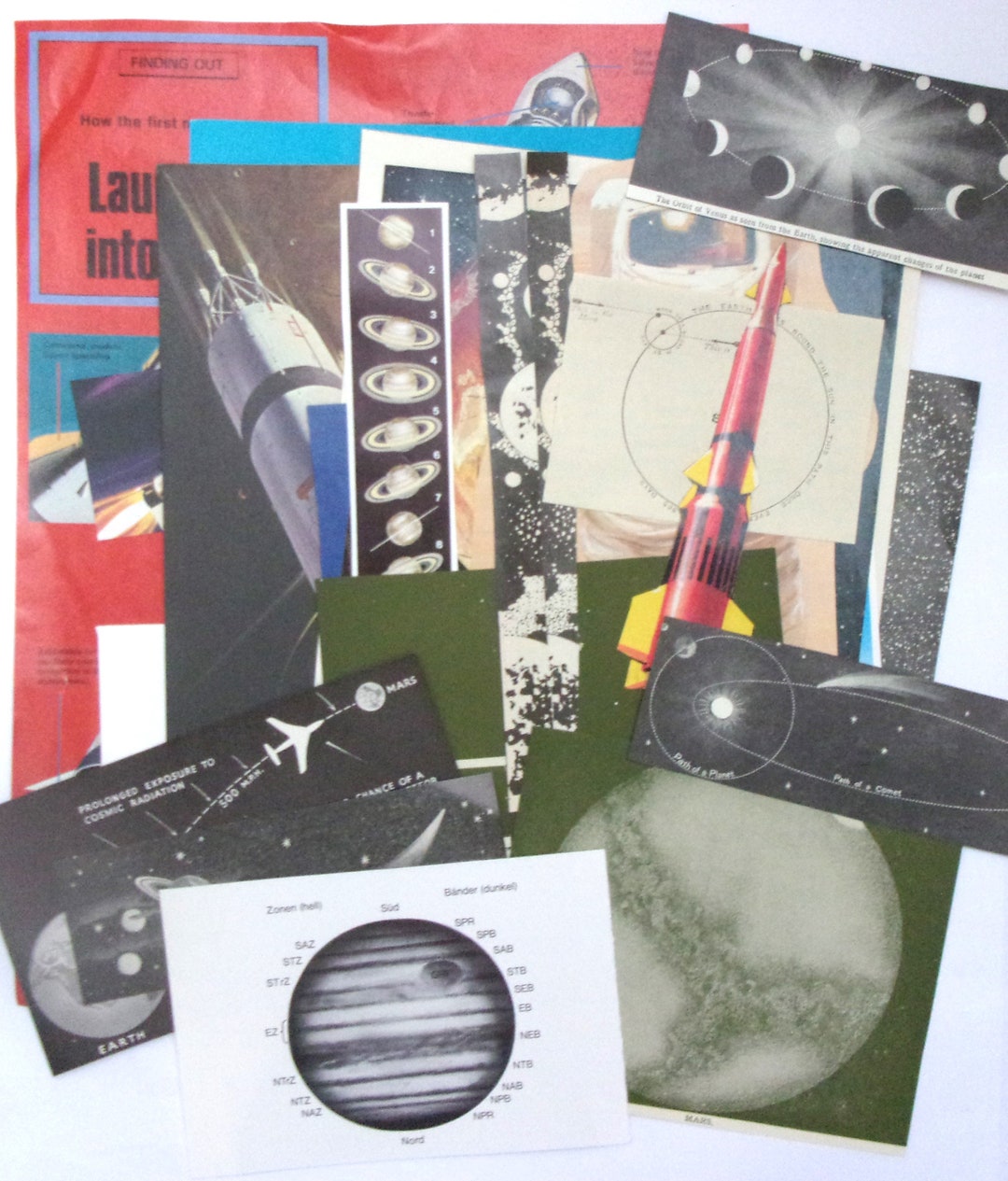 Retro Space Paper Craft Paper: 45 Ephemera Pieces Featuring - Etsy