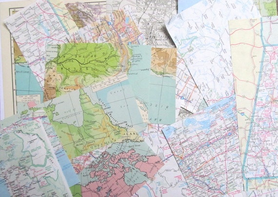 Vintage Map Scrap Pack: 50 or 100 Assorted Offcut Map Paper | Etsy