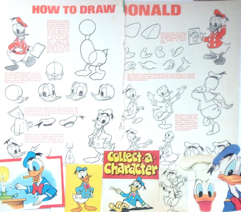 Vintage Donald Duck Paper Pack: 45 Pieces Hand Cut From Books, Comics ...