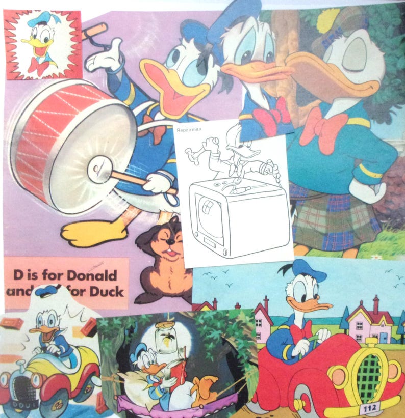 Vintage Donald Duck Paper Pack: 45 Pieces Hand Cut From Books, Comics ...