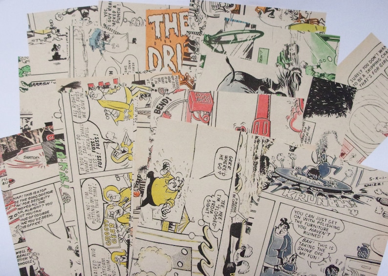 Vintage Comic Book Paper Scrap Pack: 40 Assorted off Cut Paper - Etsy