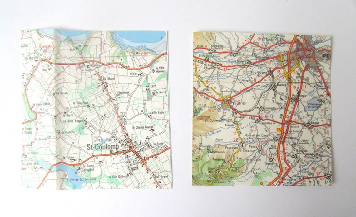 Map Paper Scrap Pack: 20 Assorted 4 Inch Square Map Paper - Etsy