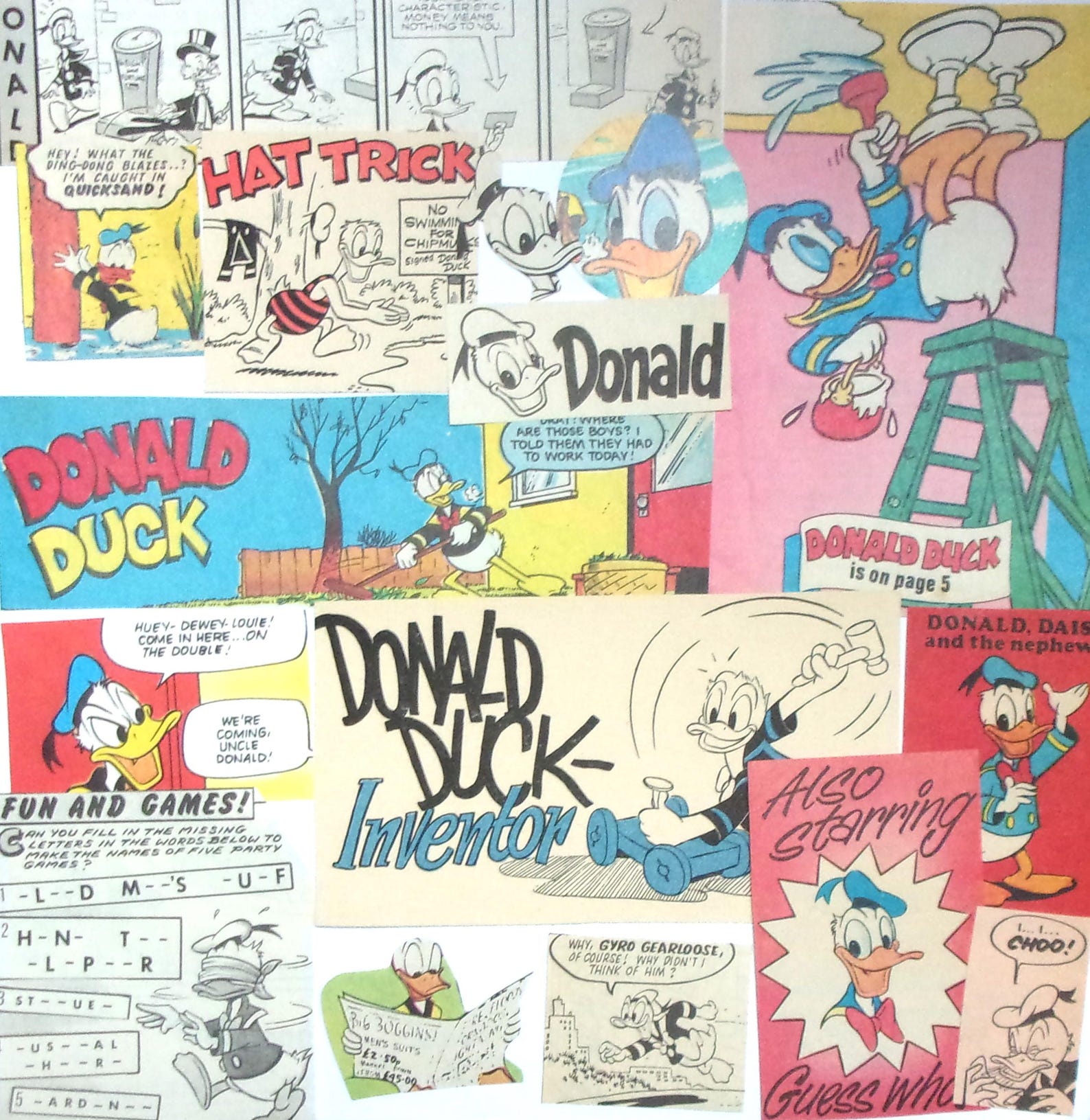 Vintage Donald Duck Paper Pack: 45 Pieces Hand Cut From Books, Comics ...