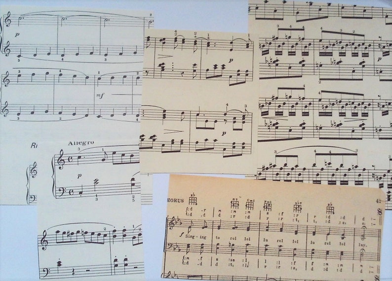 Vintage Music Paper Scrap Pack. 40 Small Old Paper Pieces. Lucky Dip ...