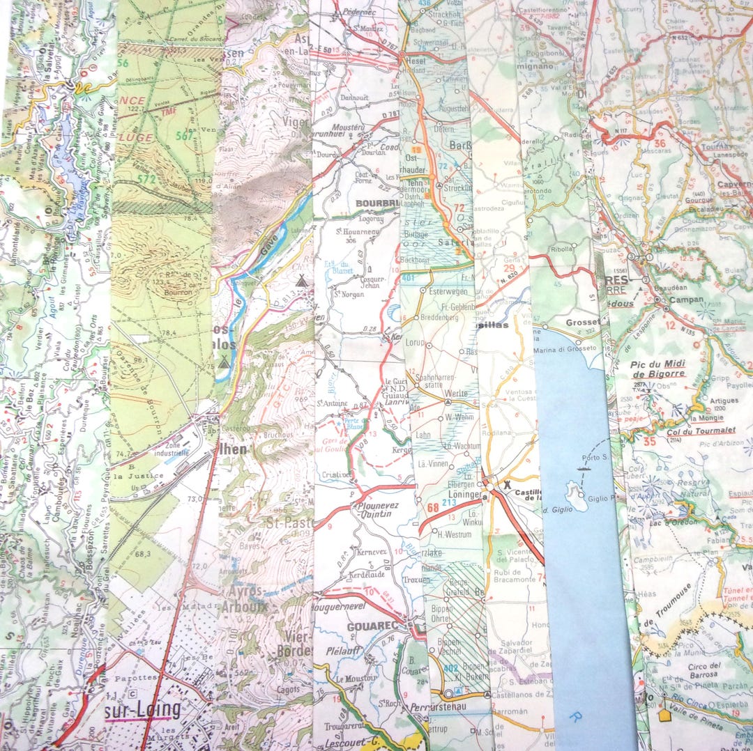 Vintage Map Craft Paper- Approx. A4 Size Pieces From a Mix of Old Maps ...