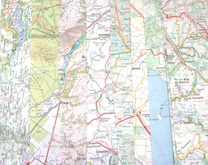 Vintage Map Craft Paper- Approx. A4 Size Pieces From a Mix of Old Maps ...