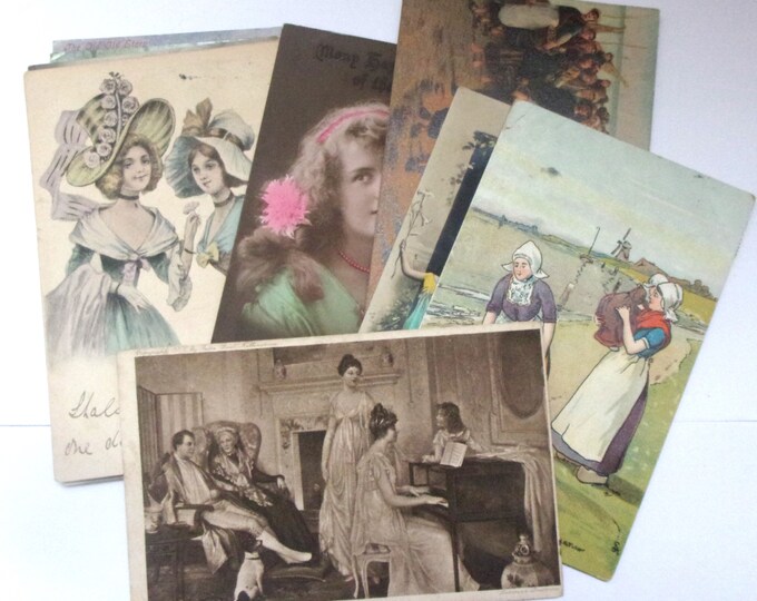 Vintage People Portrait Postcards: Pack of 12 Used Antique Postcards ...