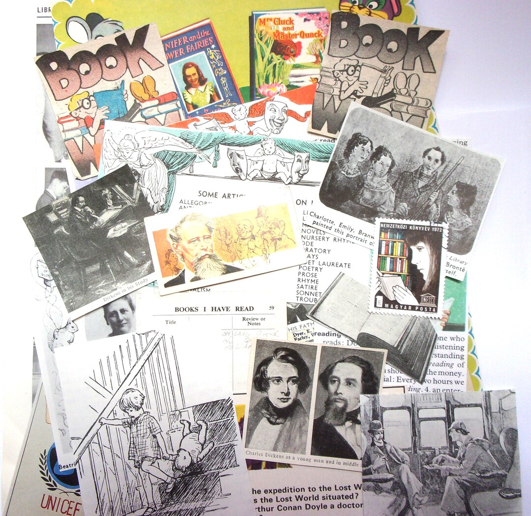 Vintage Books & Reading Scrapbook Kit: Pack of 40 Vintage Paper Pieces ...