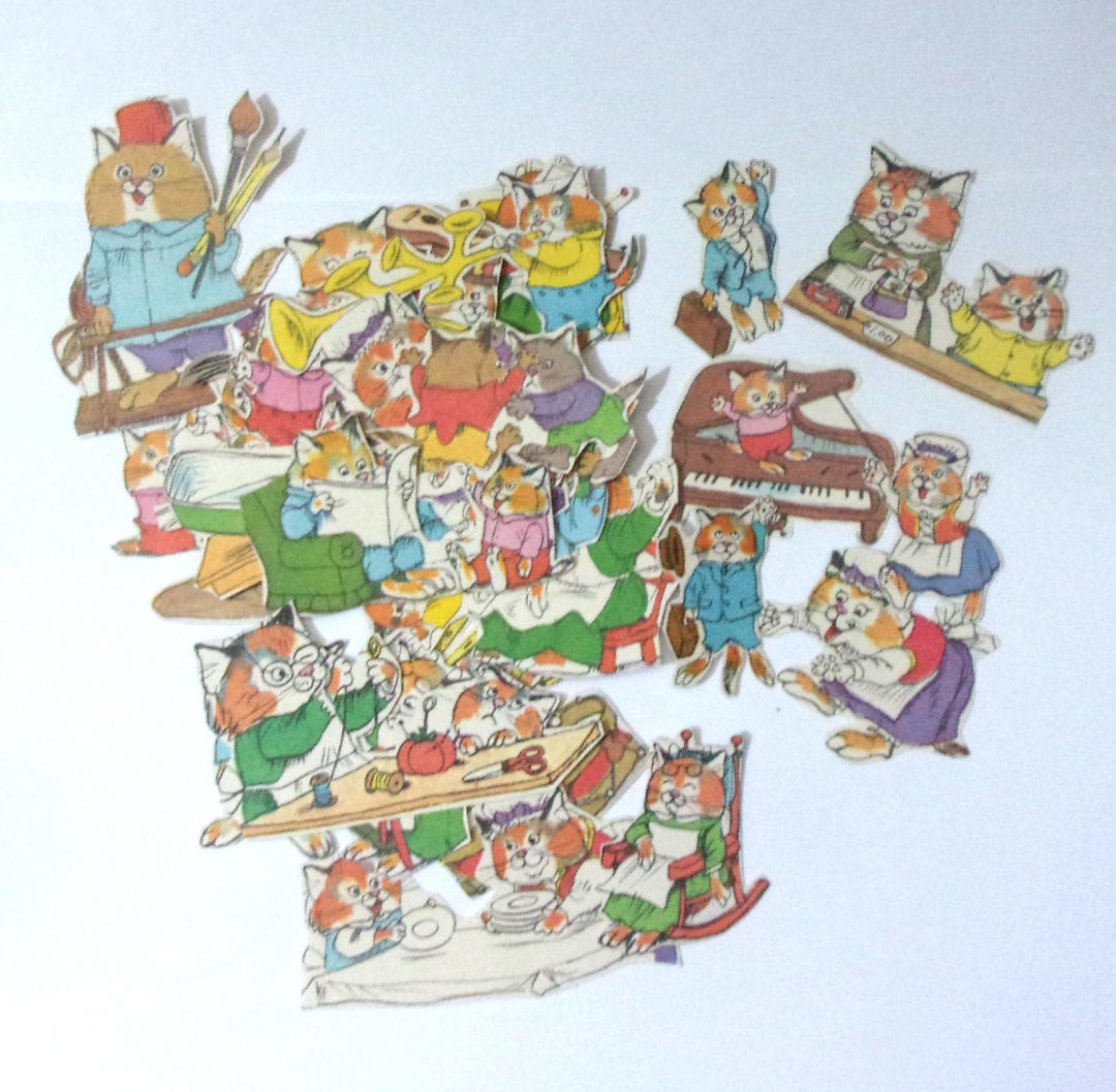 Retro Die Cut Paper Cats: Pack of 30 Funny Cats. Embellishment for ...