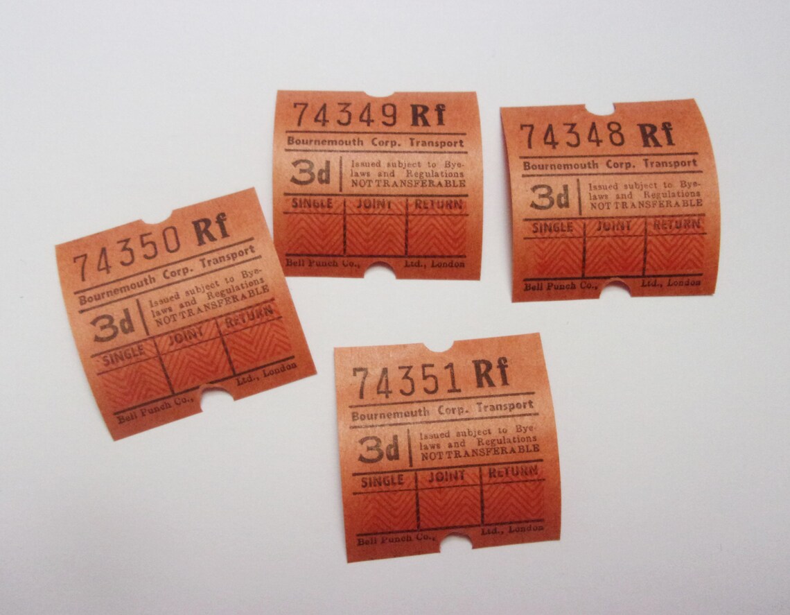 Vintage Unused Bus Tickets: Pack of 20 Orange Tickets From the - Etsy