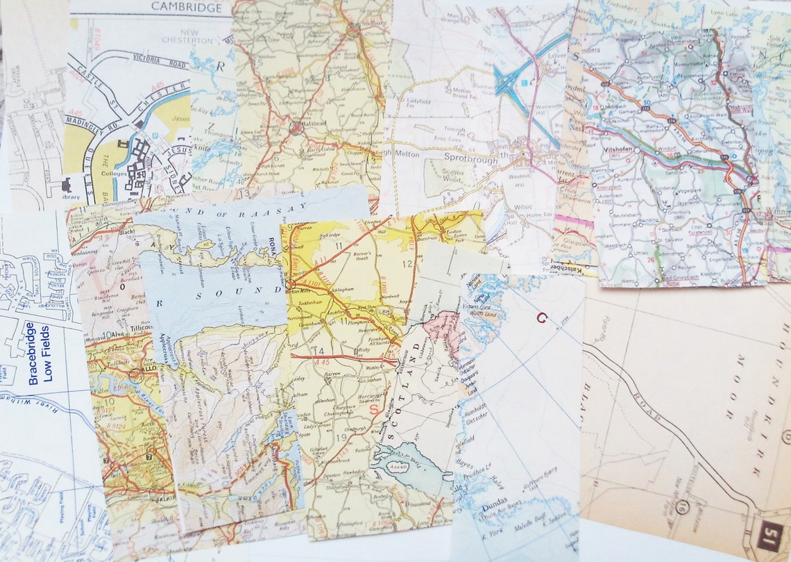 Vintage Maps Mixed Shape Scrap Paper Pack 50 Scraps 2 Inch - Etsy